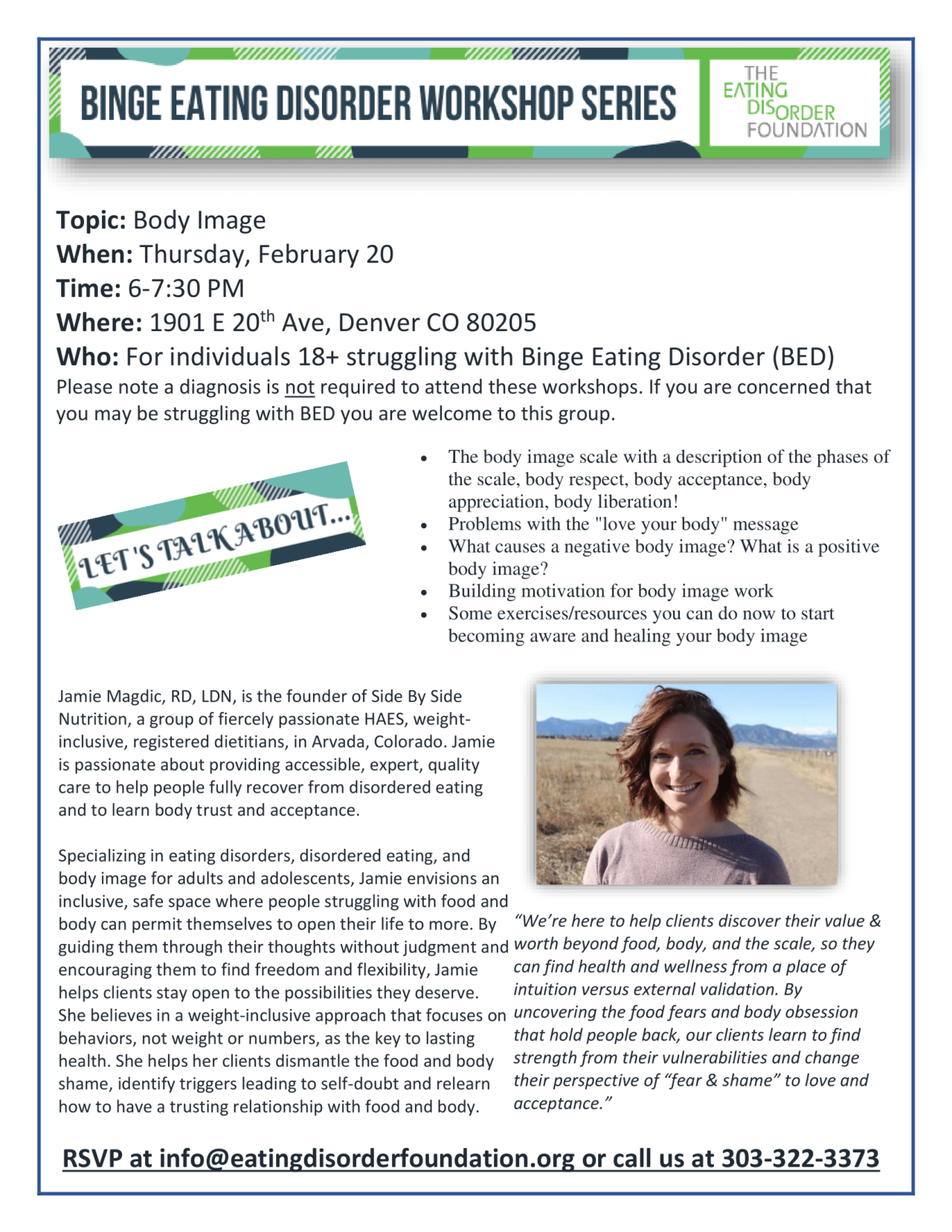 Binge Eating Disorder Workshop Series – Body Image | Eating Disorder ...